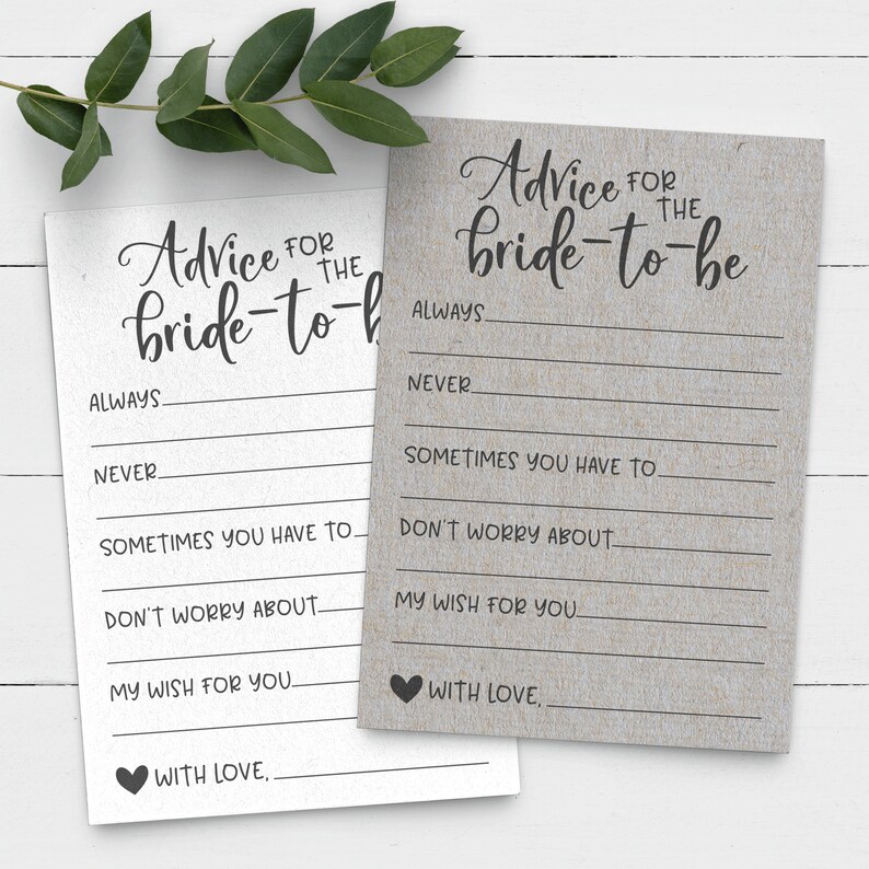 Grey Advice For The Bride Cards Advice For The Bride Cards Etsy