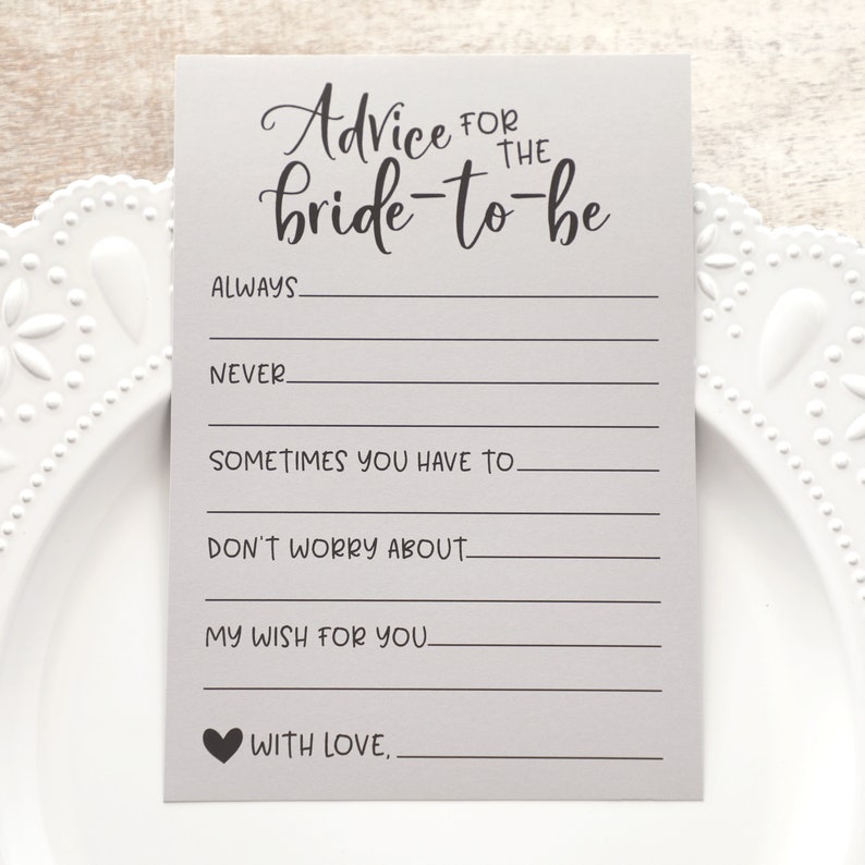 Grey Advice For The Bride Cards Advice For The Bride Cards Etsy