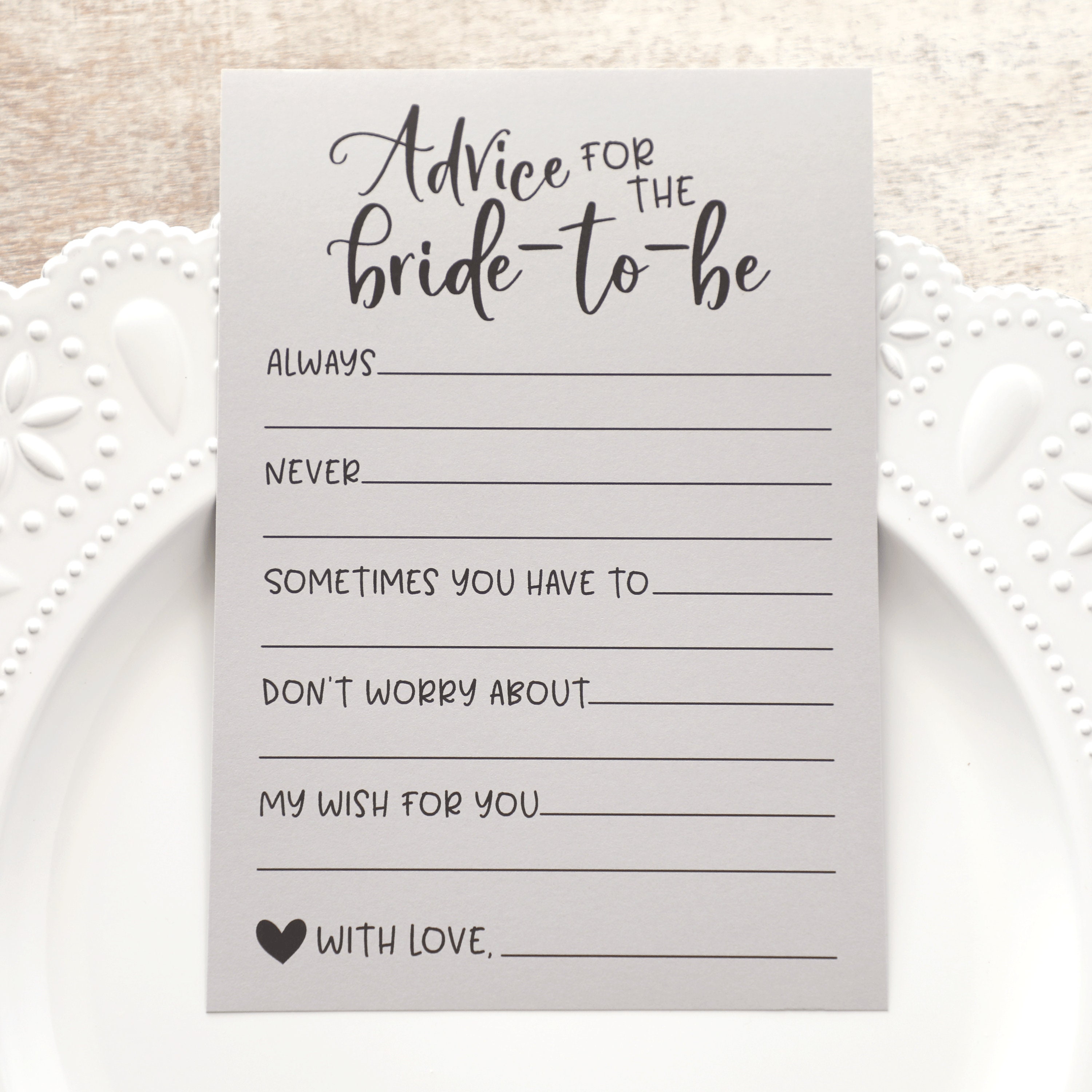 Printed Grey Advice For The Bride Cards Etsy