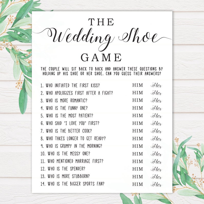 The Wedding Shoe Game Bridal Shower Games Wedding Shower Etsy