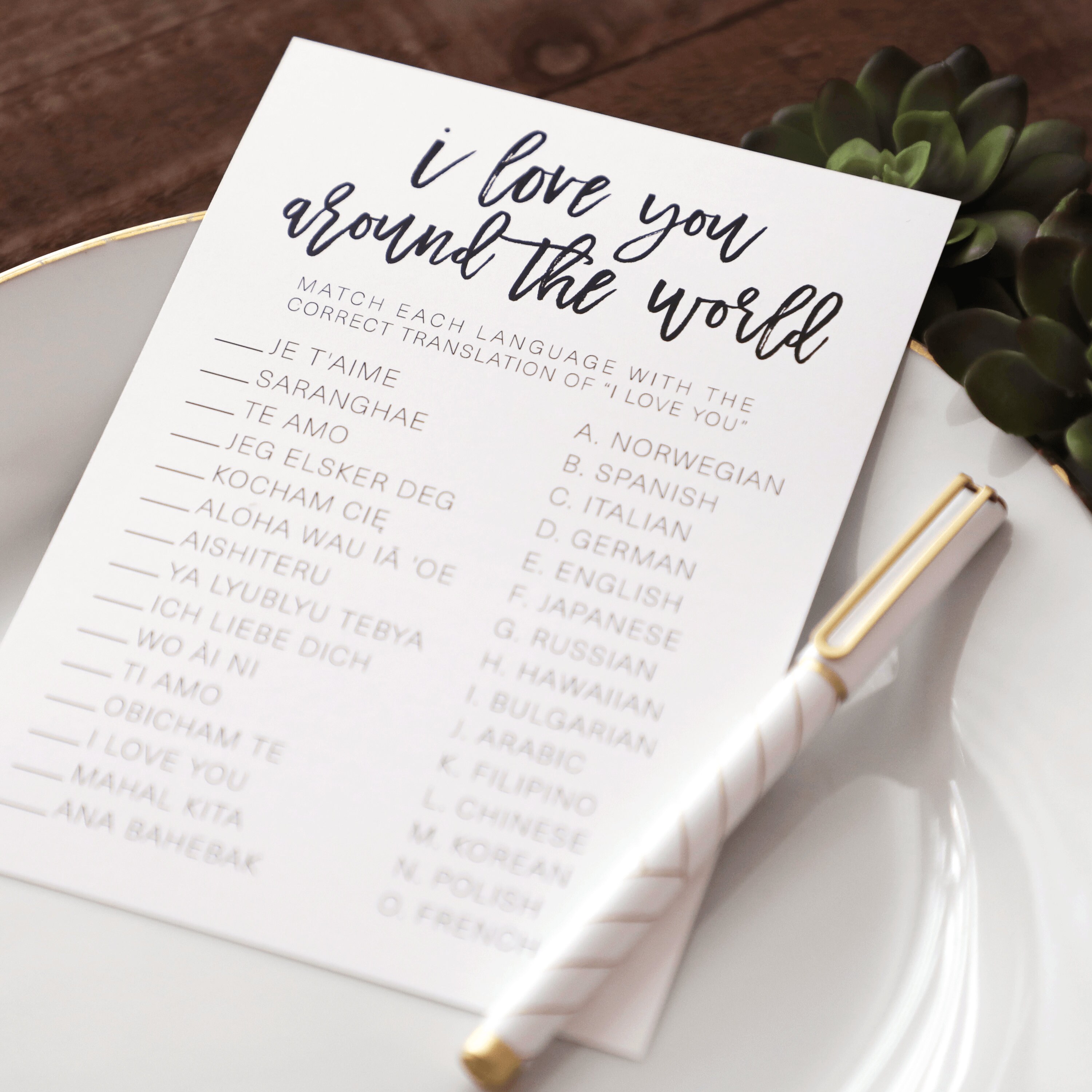 I Love You Around The World Bridal Shower Games I Love You Etsy
