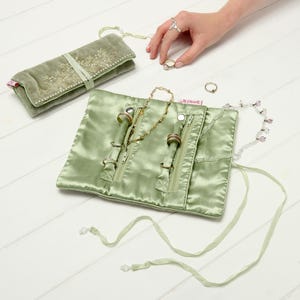 Sumptuous Vintage Green Velvet Jewellery Roll With Exquisite Beading ...