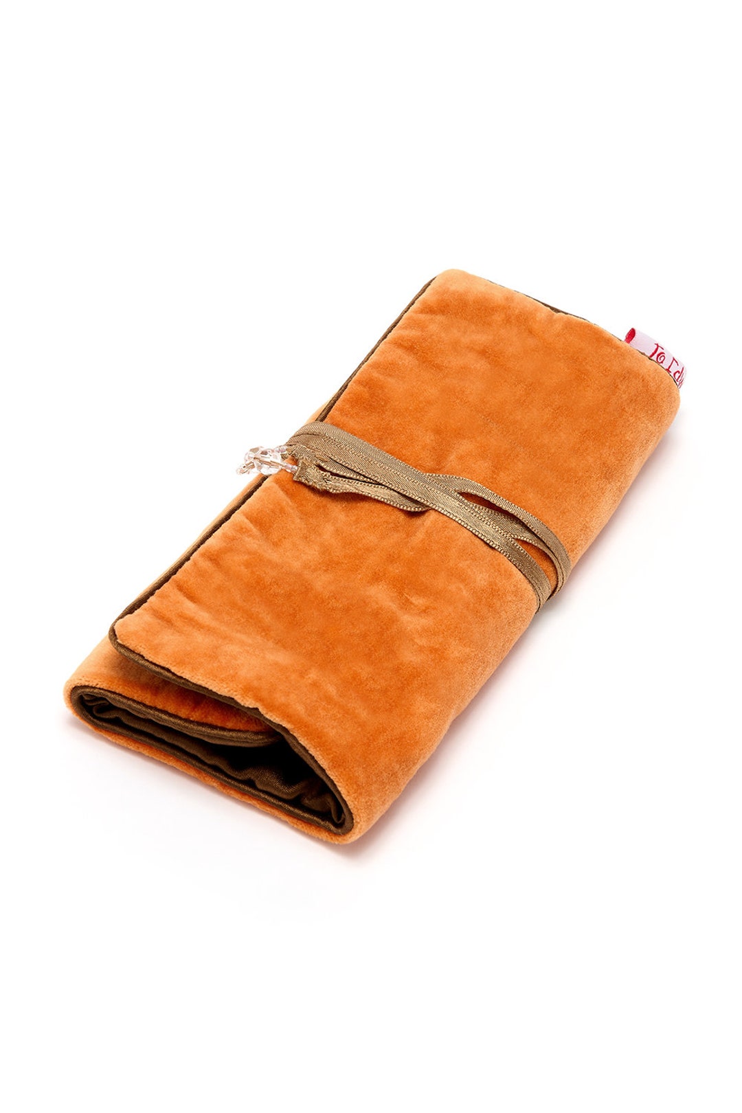 Gorgeous Dark Orange Velvet Jewellery Roll With Brown Satin Lining ...