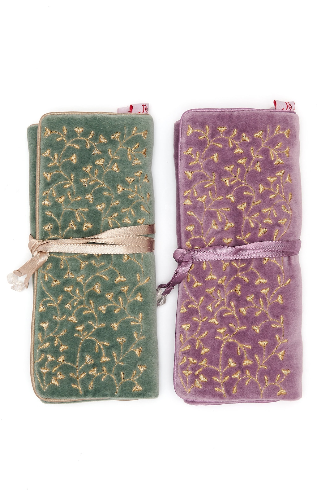 Sumptuous Gold Embroidery Velvet Jewellery Roll With Satin Lining ...