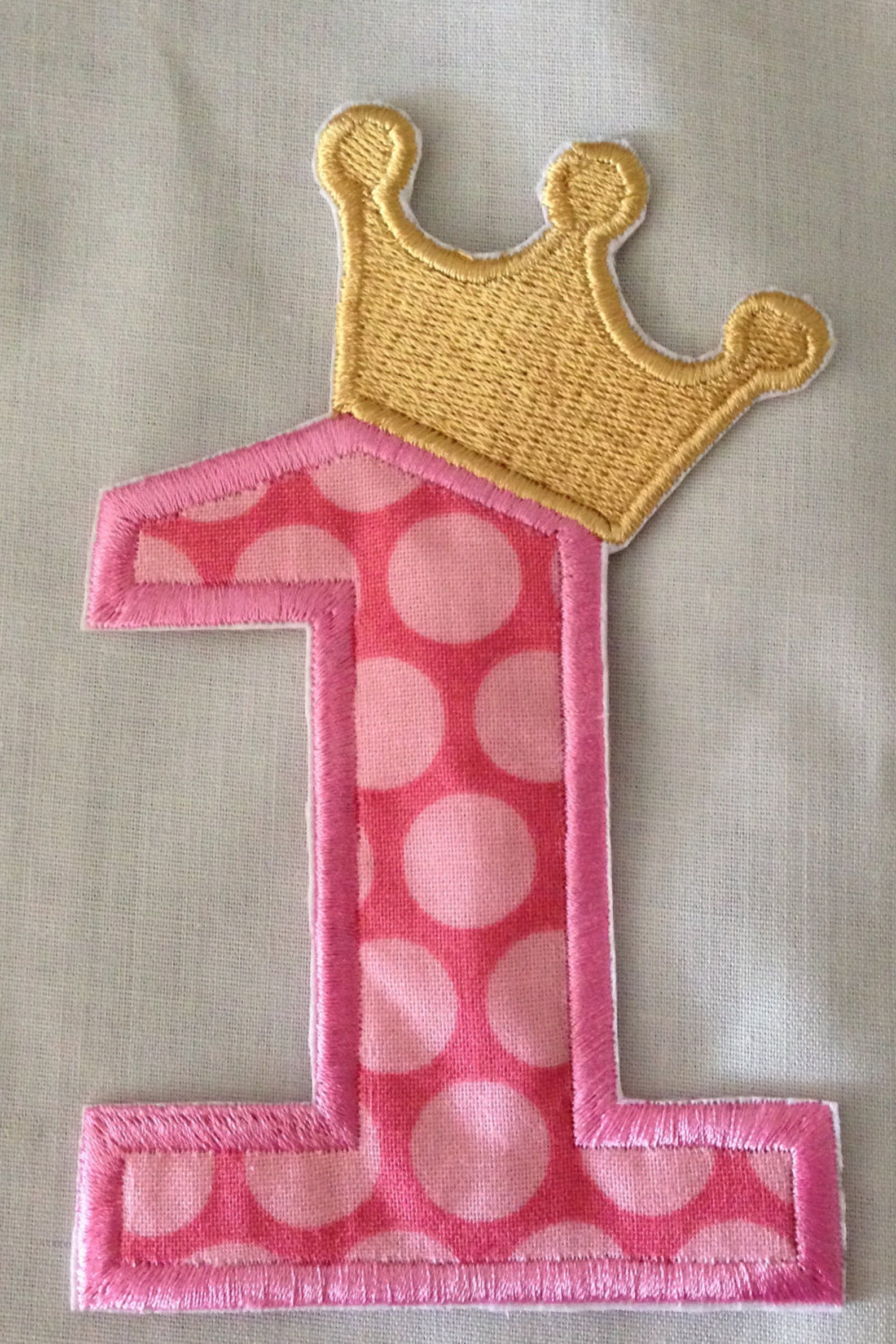 Embroidered Number 1 Applique With Crown Iron on /sew on Patch | Etsy