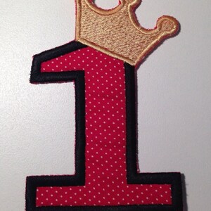 Embroidered Number 1 Applique With Crown Iron on /sew on Patch - Etsy