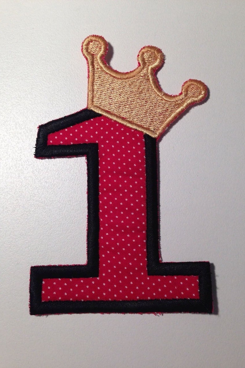 Embroidered Number 1 Applique With Crown Iron on /sew on Patch | Etsy