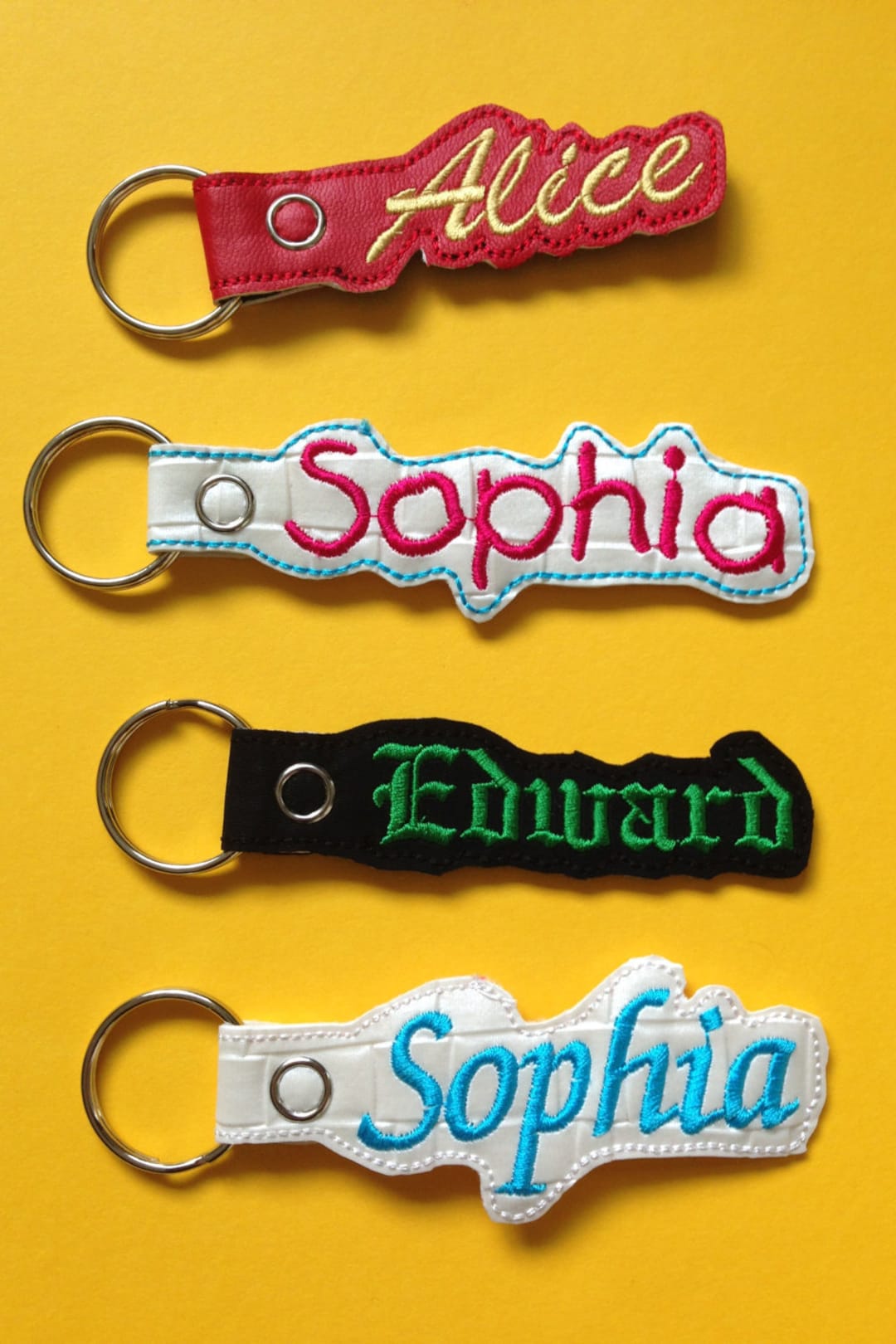 Personalised Embroidered Name Key Ring/tag/fob - Etsy
