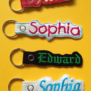 Personalised Embroidered Name Key Ring/tag/fob - Etsy