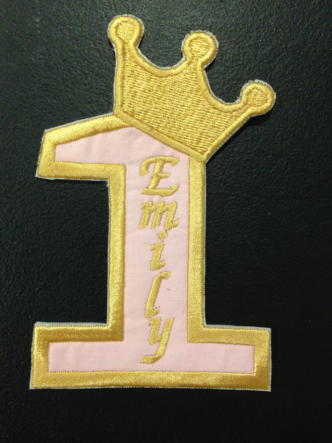 Personalised Embroidered Number 1 Applique With Crown Iron on /sew on ...