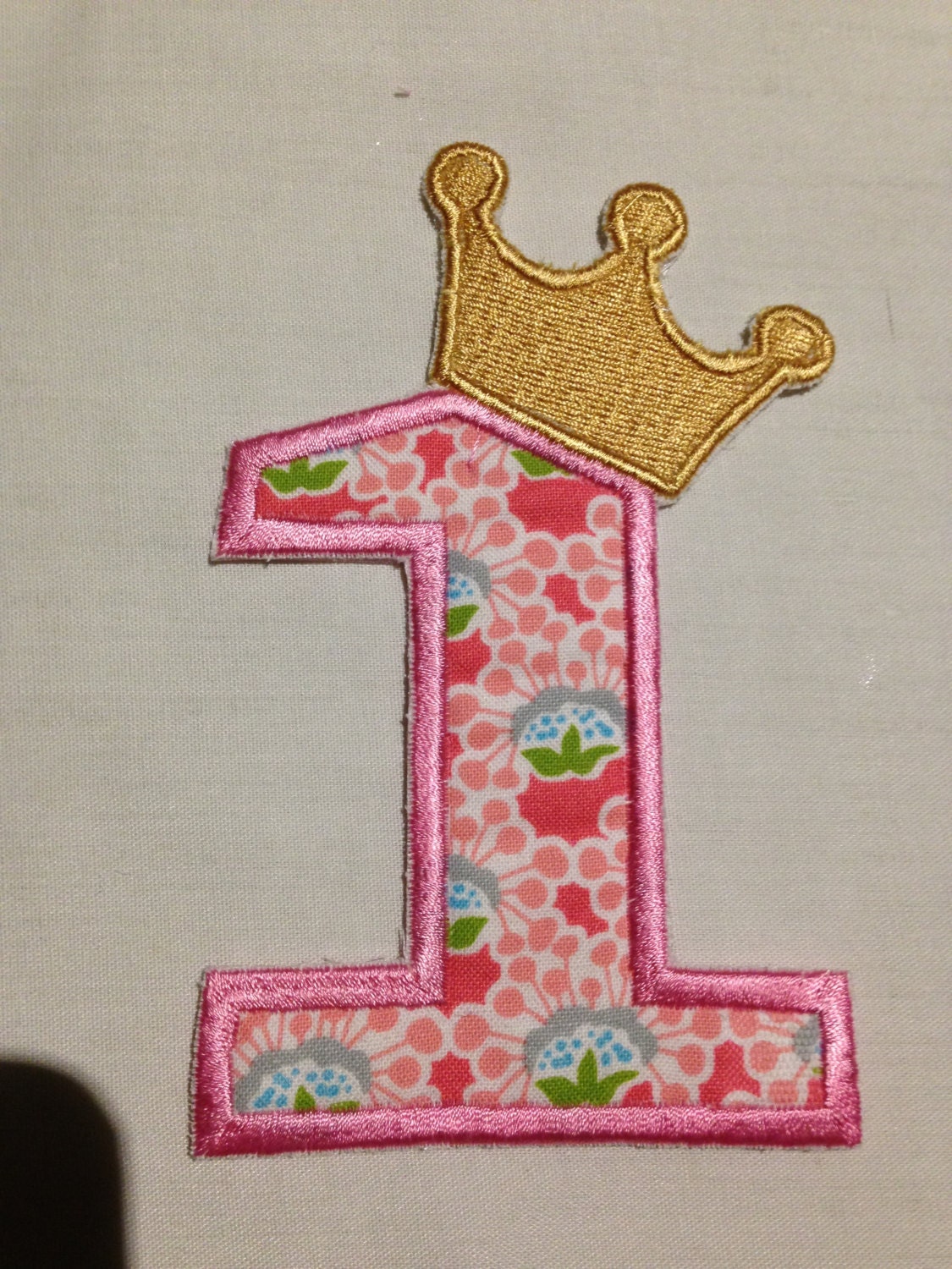 Embroidered Number 1 Applique With Crown Iron on /sew on Patch | Etsy
