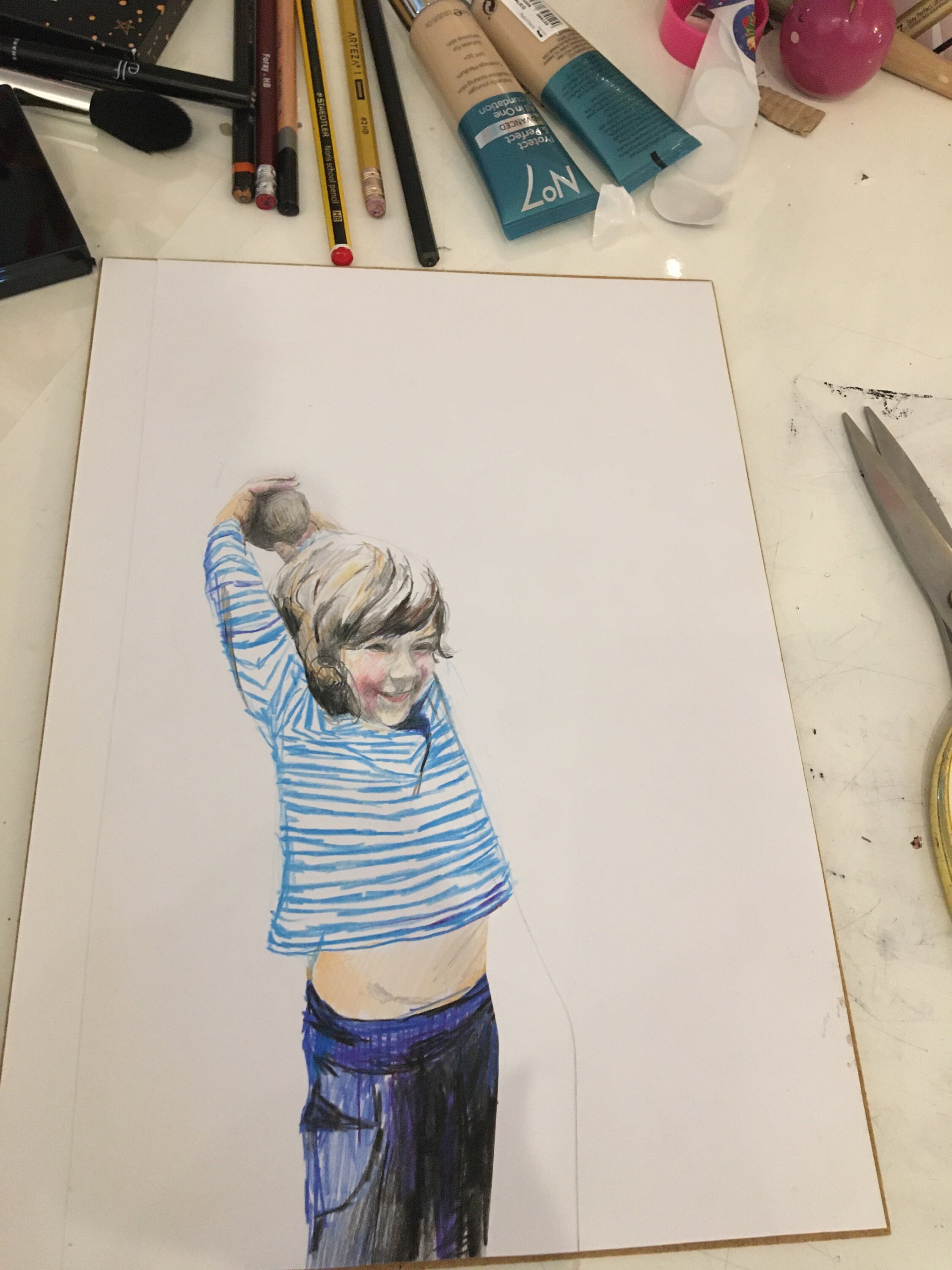 Bright Joyful *hand Drawn* Child Portrait Original Drawing Kid Kids A4 ...