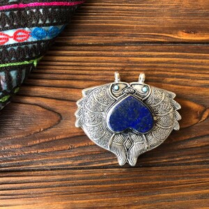 Lapis Lazuli Fish Pendant, Berber Fish Ethnic Pendant, Bohemian Style ...