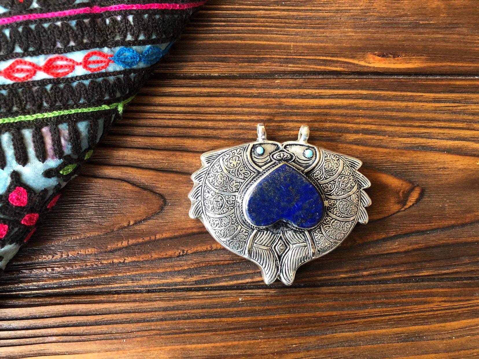 Lapis Lazuli Fish Pendant, Berber Fish Ethnic Pendant, Bohemian Style ...