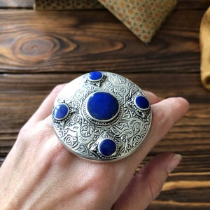 Afghani Kuchi Massive Ring, Bohemian Lapis Lazuli Ring, Berber Tribal ...