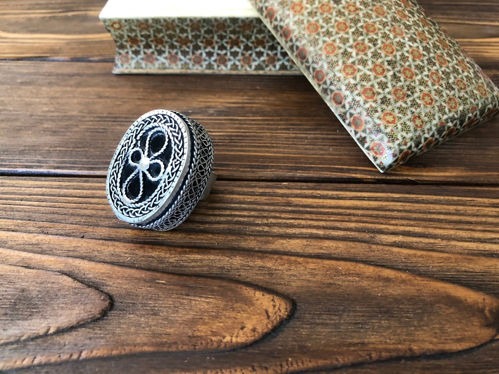 Afghani Black Urban Ring Boho Massive Ring Vintage Oval | Etsy