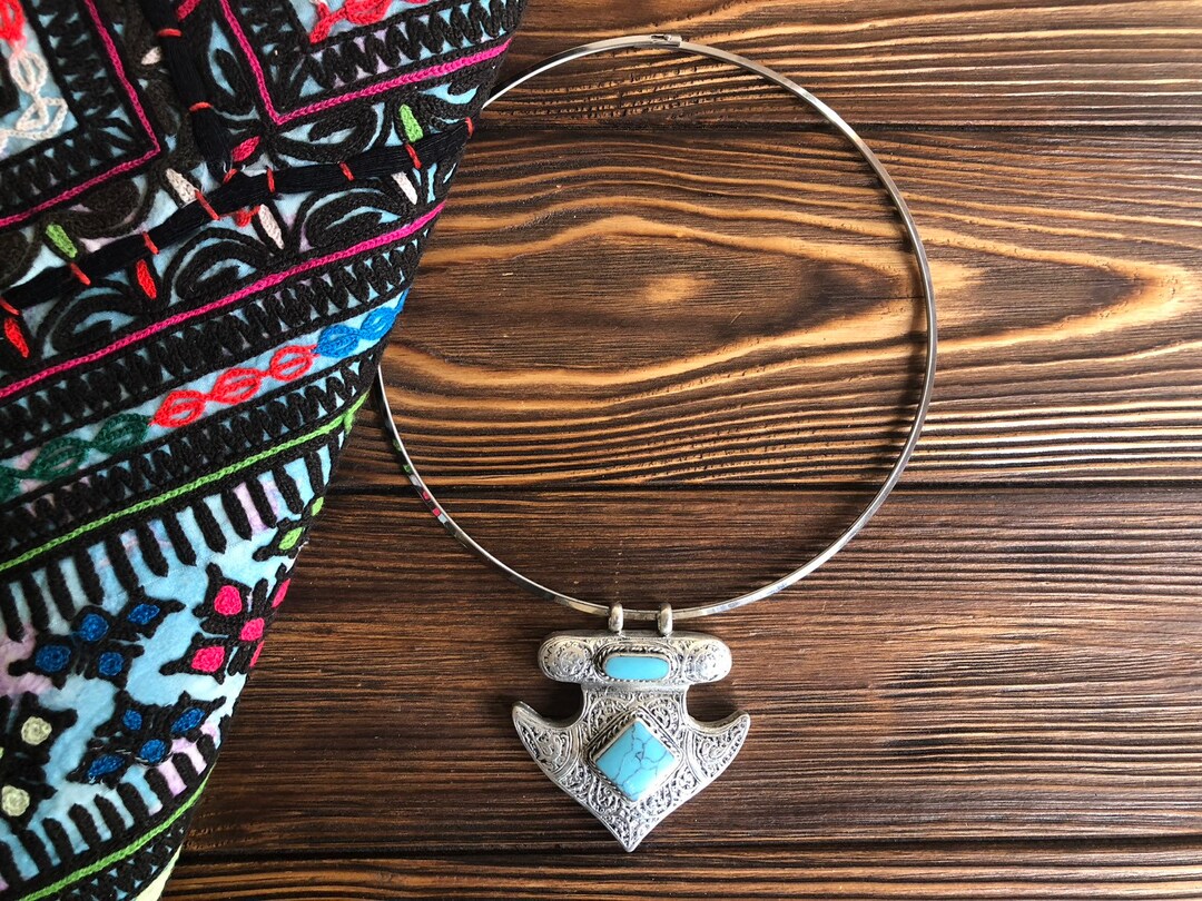 Berber Amulet Pendant, Kuchi Nomadic Turquoise Medallion, Wiccan ...