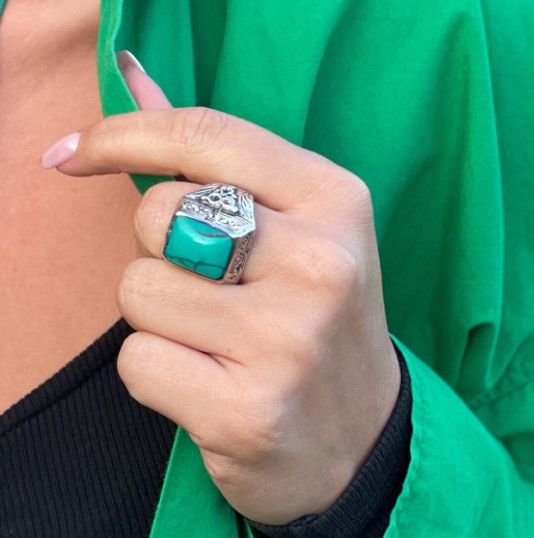 Afghan Turquoise Kuchi Ring, Turkmen Amulet, Boho Jewelry - Etsy