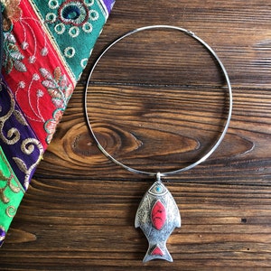 Massive Coral Pendant, Fish Pendant Necklace, Kazakh Necklace, Afghan ...