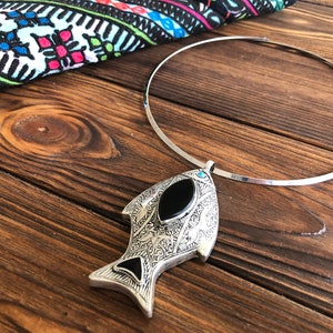 Berber Black Agate Fish Pendant Necklace, Afghan Kuchi Amulet - Etsy UK