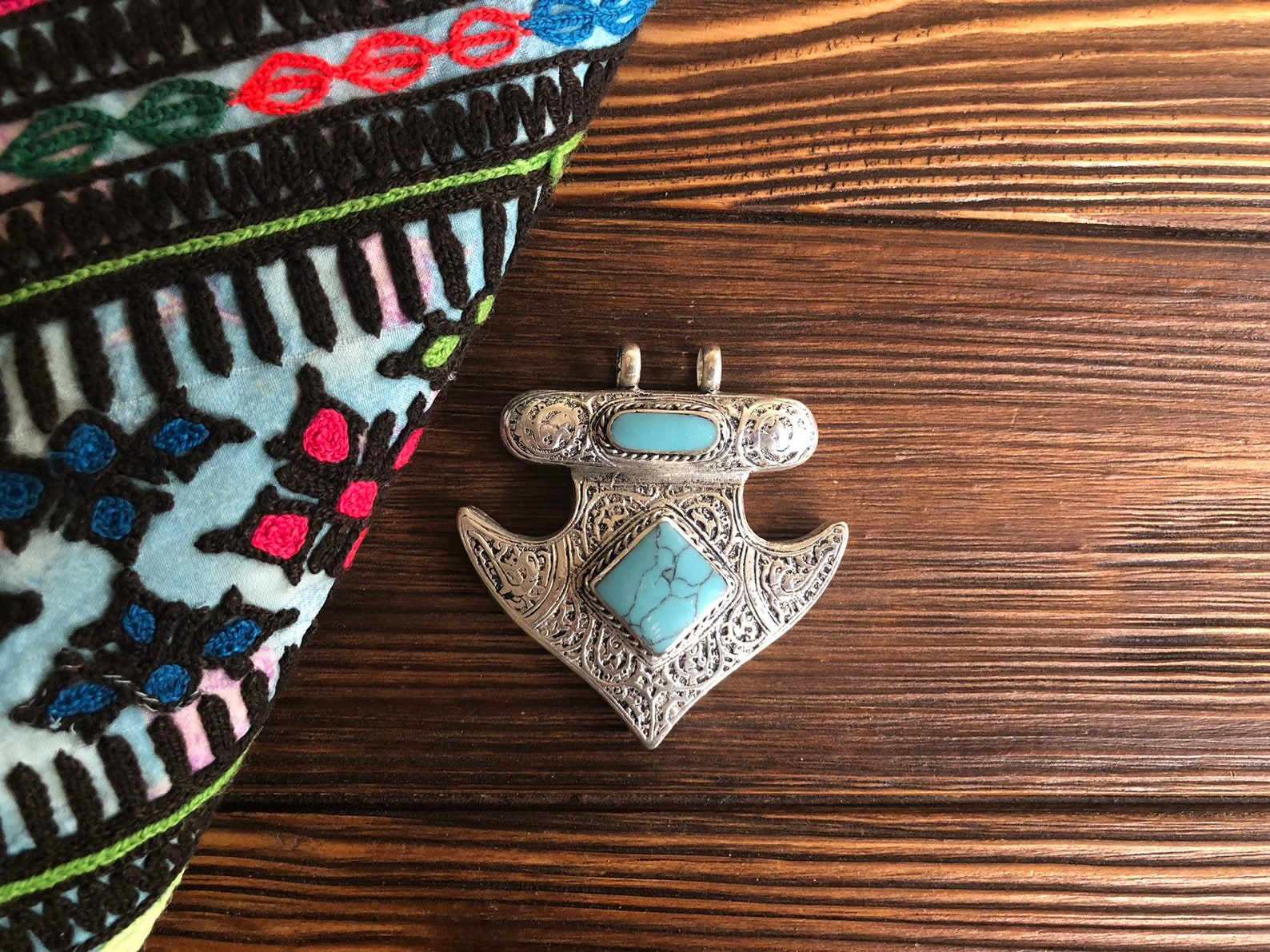 Berber Amulet Pendant Kuchi Nomadic Turquoise Medallion | Etsy