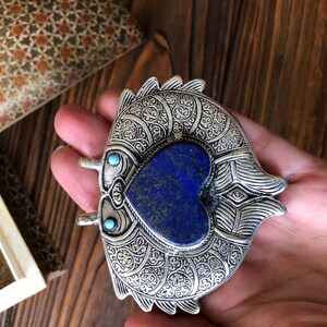 Lapis Lazuli Fish Pendant, Berber Fish Ethnic Pendant, Bohemian Style ...