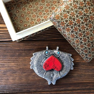 Massive Vintage Red Coral Fish Pendant, Berber Amulet Necklace, Lovers ...