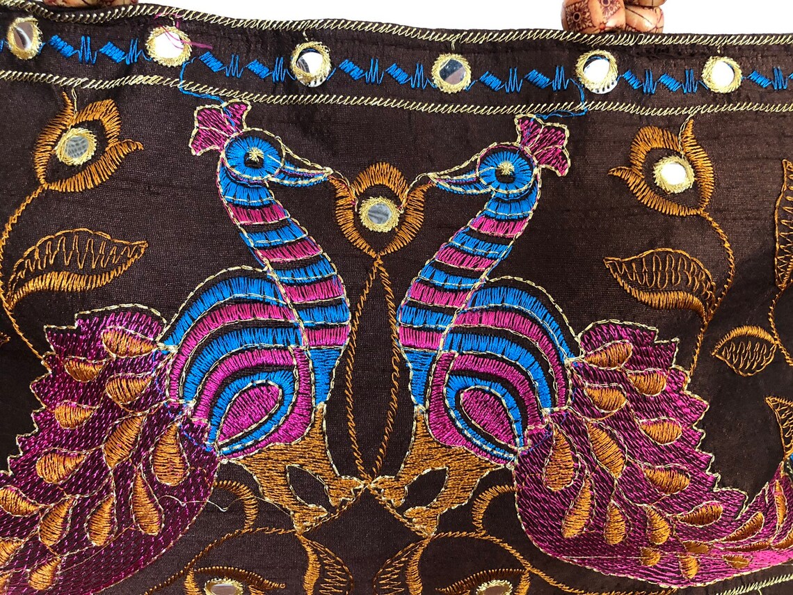 Brown Embroidered Tote Bag Tribal Design Pattern Bag - Etsy