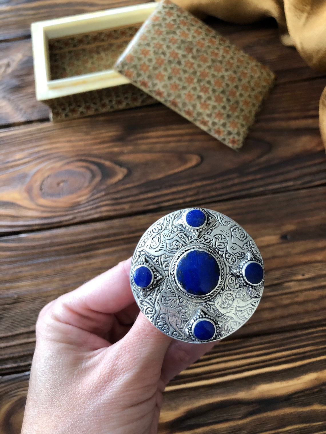 Afghani Kuchi Massive Ring Bohemian Lapis Lazuli Ring Berber - Etsy