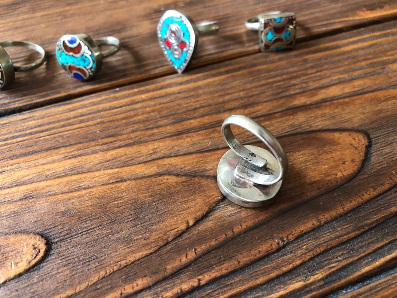 Multistone nepali ring Tibetan ring tablet ring signet | Etsy