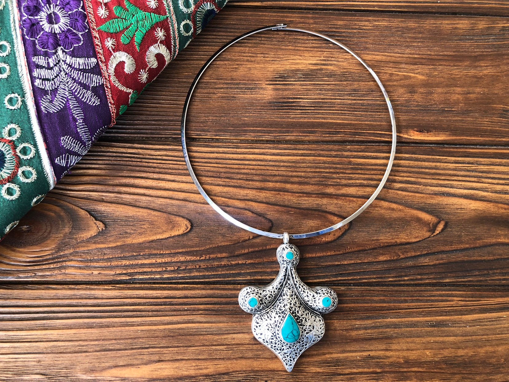 Massive Vintage Tuareg Pendant Kazakh Ethic Turquoise | Etsy