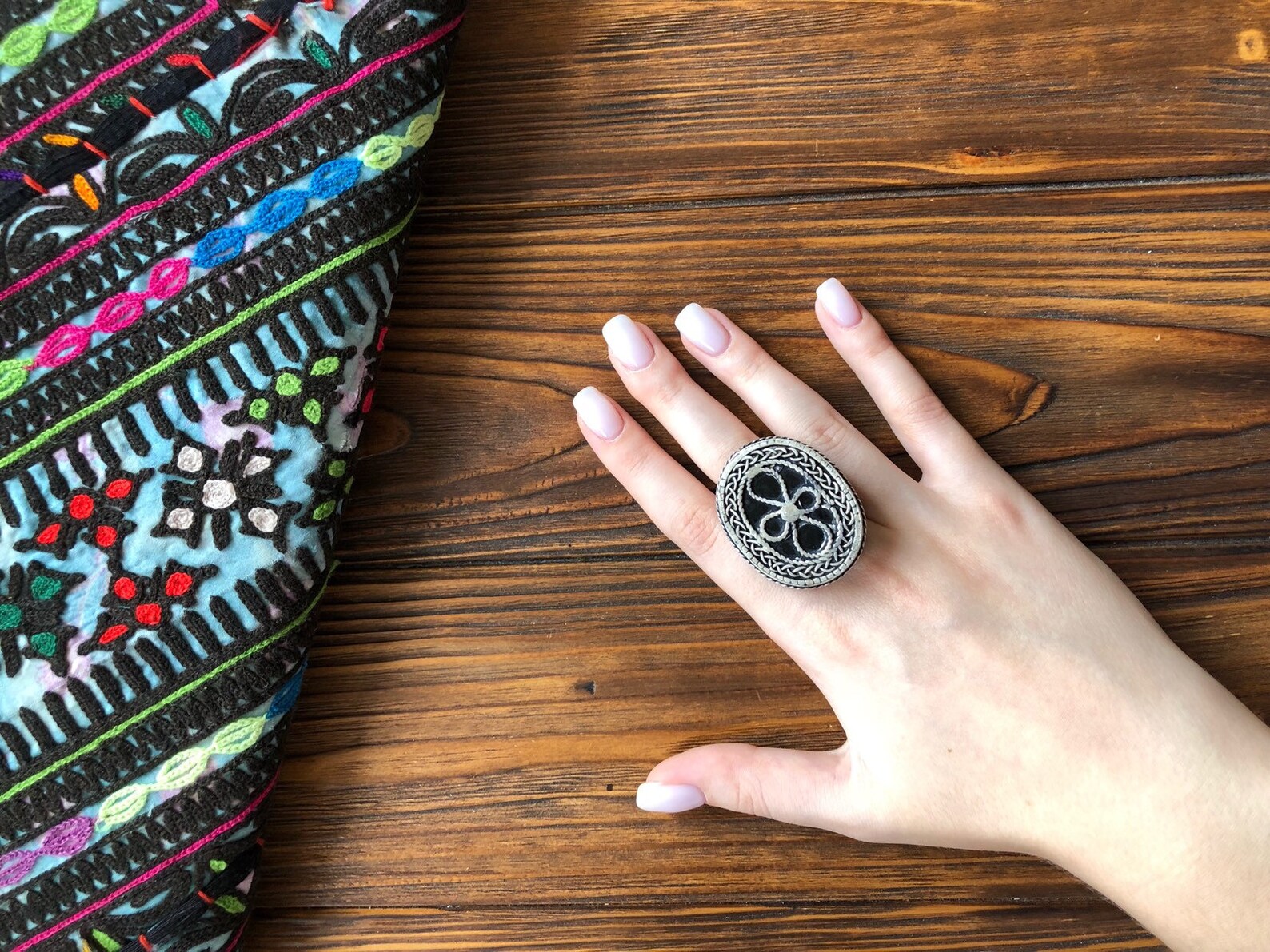 Afghani black urban ring Boho massive Ring Vintage Oval | Etsy