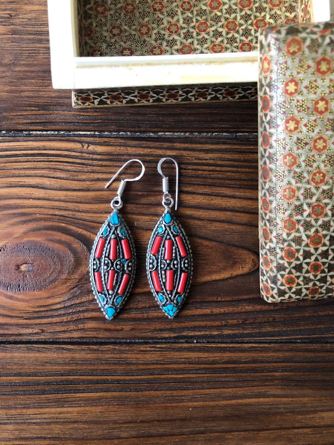 Bohemian Ethnic Mosaic Earrings, Gypsy Nomadic Jewelry, Berber Ethic ...