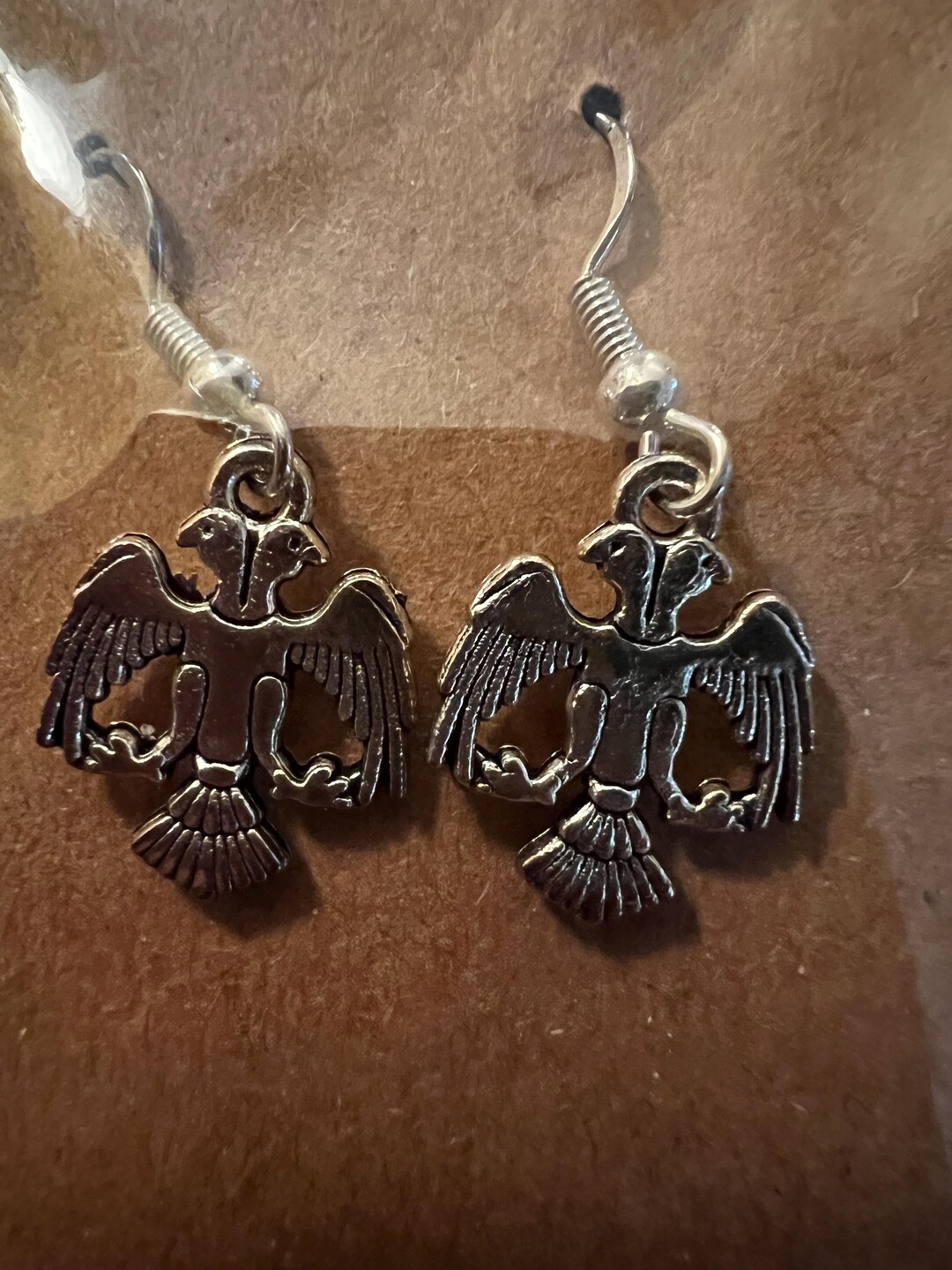 Silver Double Eagle Symbol Earrings - Etsy