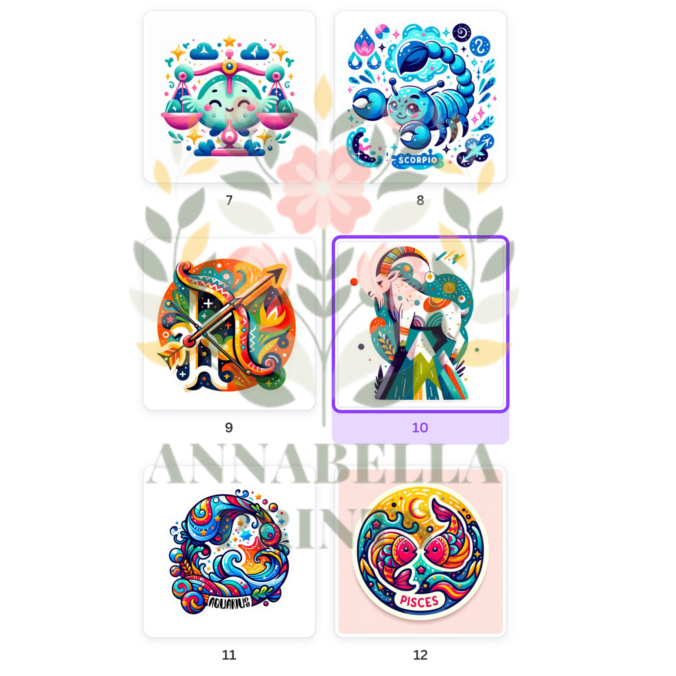 Zodiac Sign Sticker Bundle SVG/JPG. Astrology Digital Stickers ...