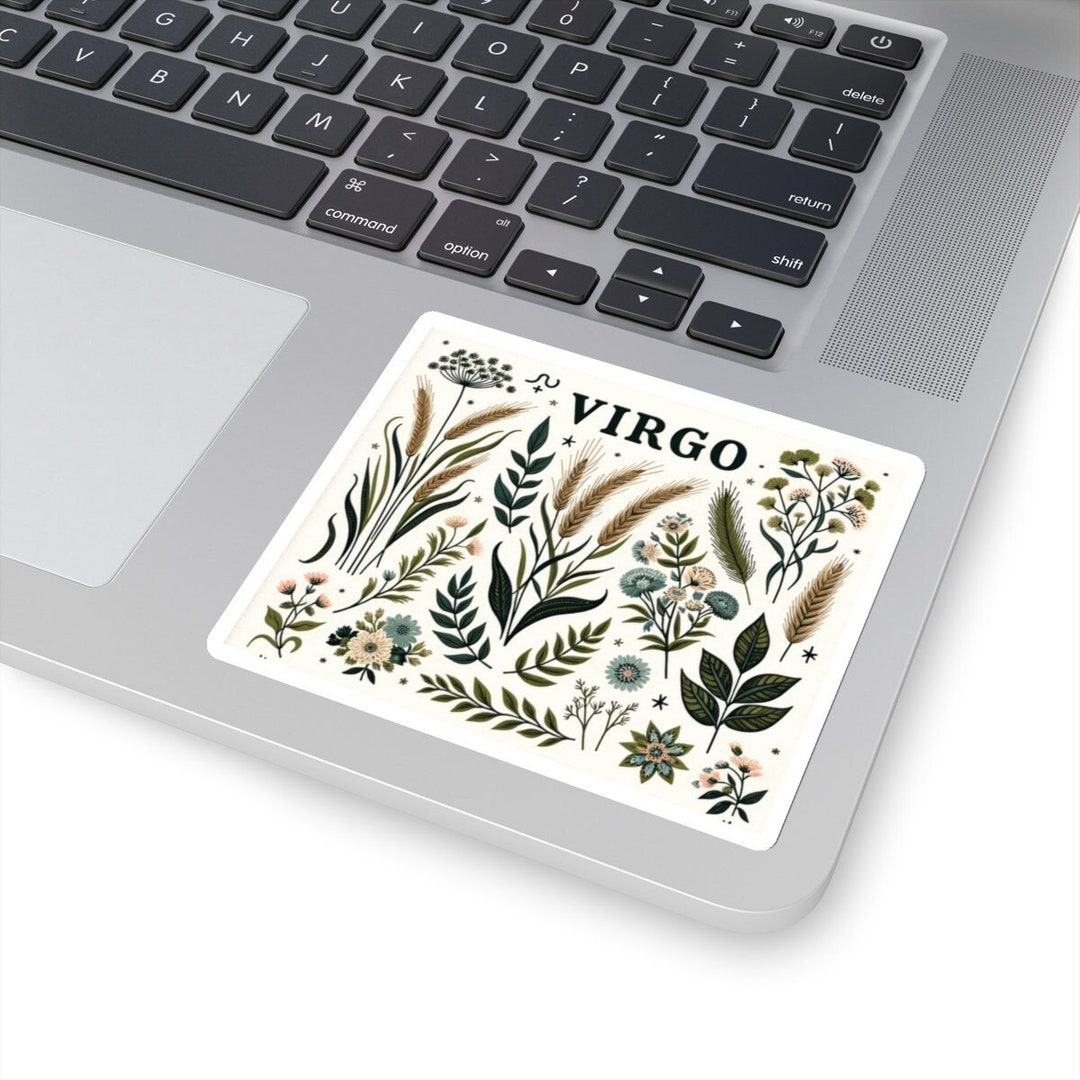 Virgo Zodiac Sign Sticker - Boho Botanical Theme, Astrology Vinyl Decal ...
