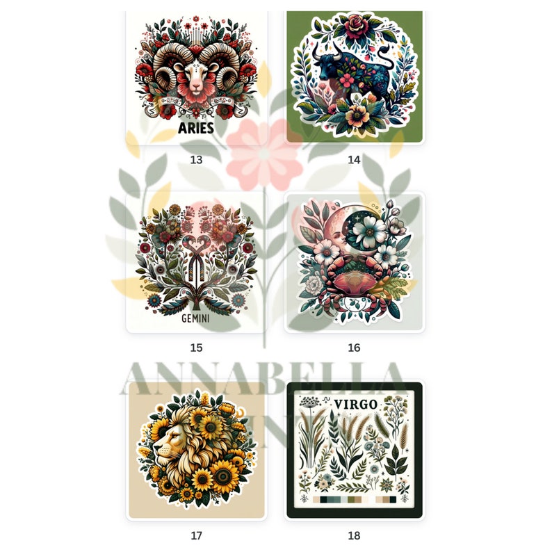 Zodiac Sign Sticker Bundle SVG/JPG. Astrology Digital Stickers ...