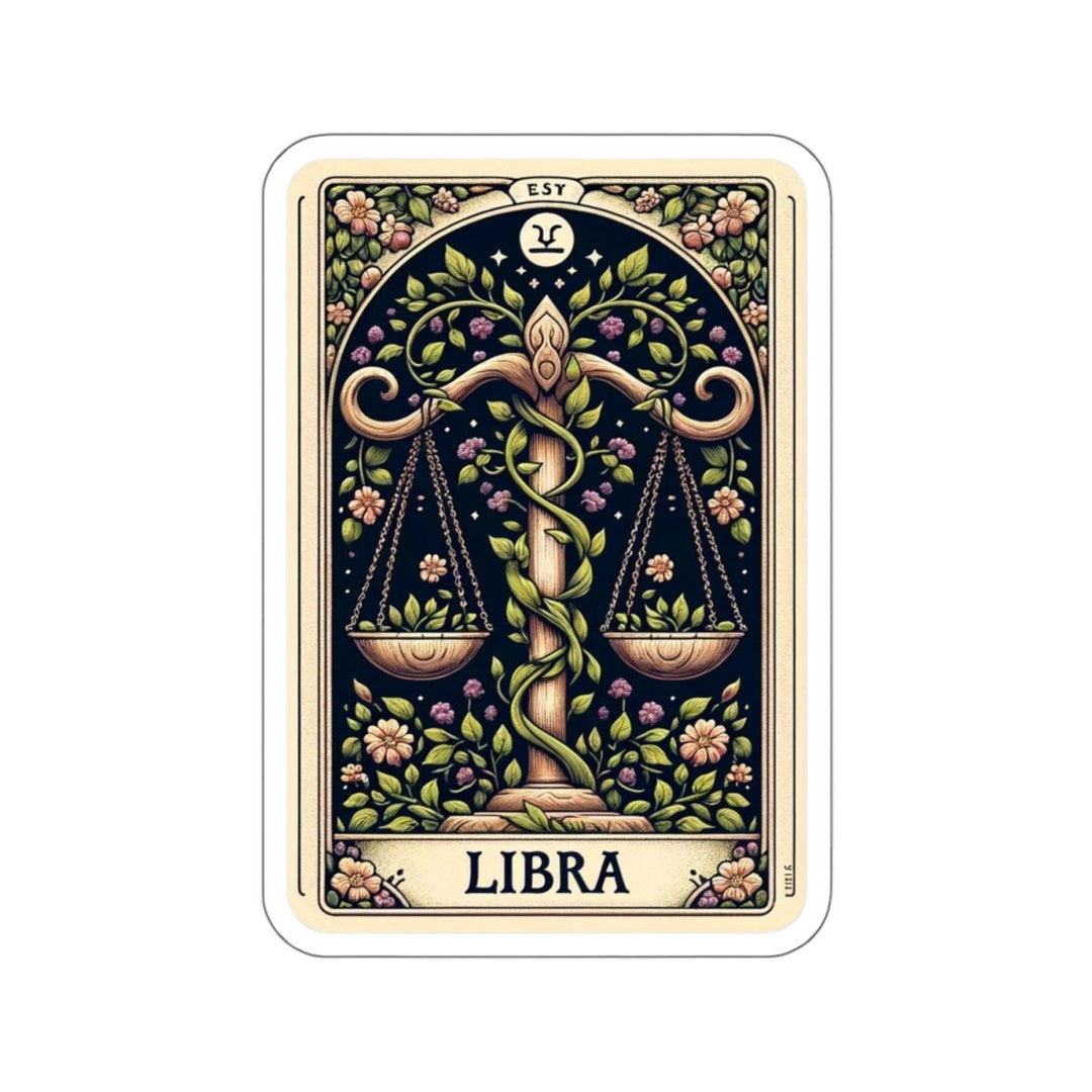 Tarot Card Libra Zodiac Sticker - Astro Balance Decal for Laptops ...