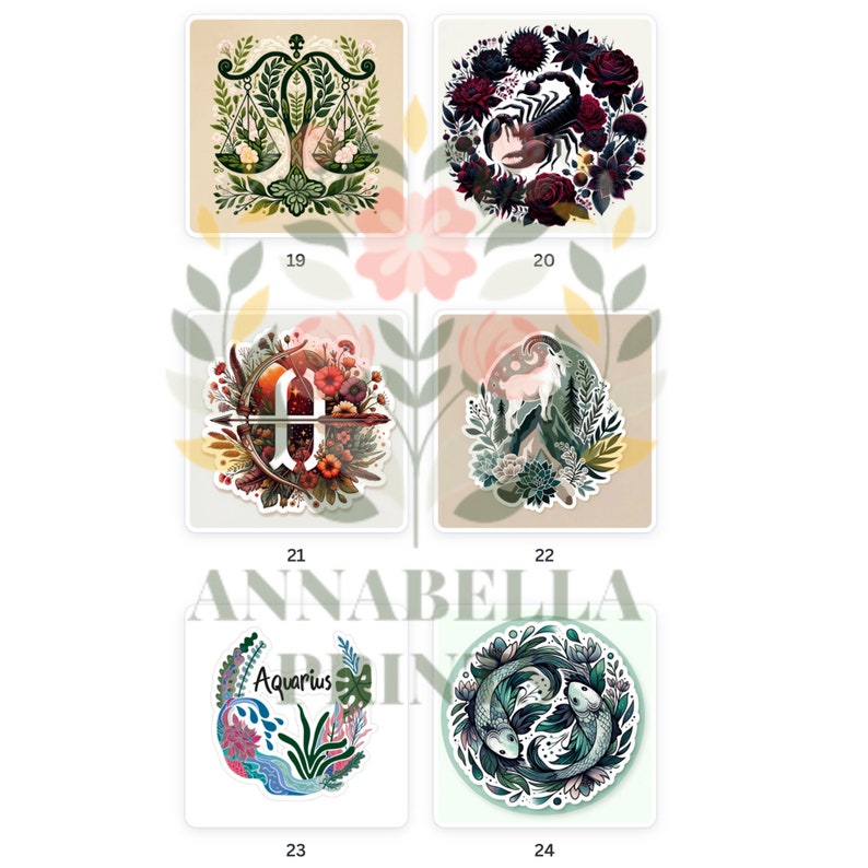 Zodiac Sign Sticker Bundle SVG/JPG. Astrology Digital Stickers ...