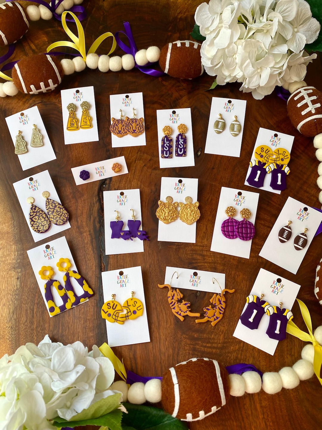 LSU Football Dangle Earrings, Dangle Earrings, Earrings, Statement ...
