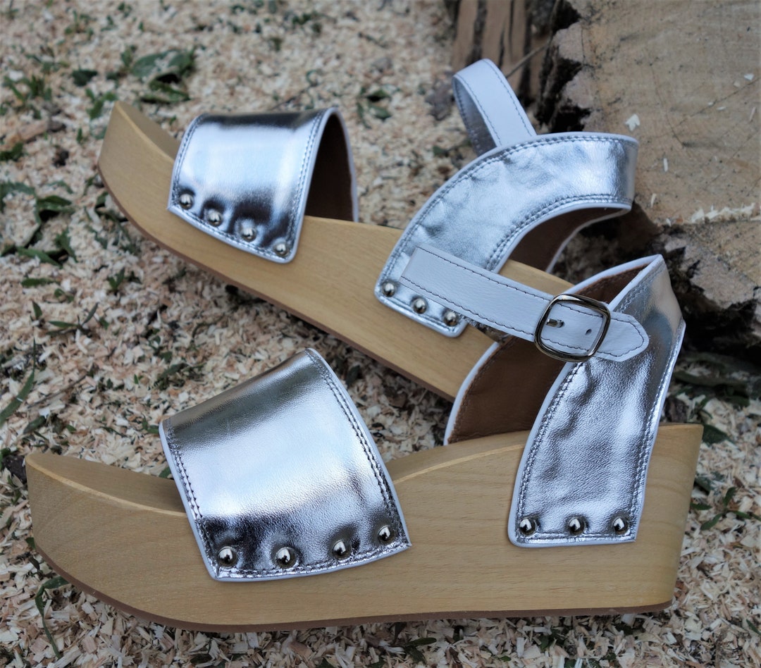 ESSENTIAL Zeppa in pelle & legno in pelle recuperata - Etsy Italia