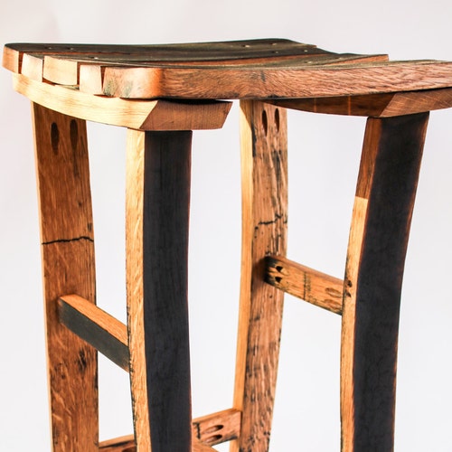 Hand Crafted Oak Scotch Whisky Barrel Stave Bar/kitchen Stool - Etsy