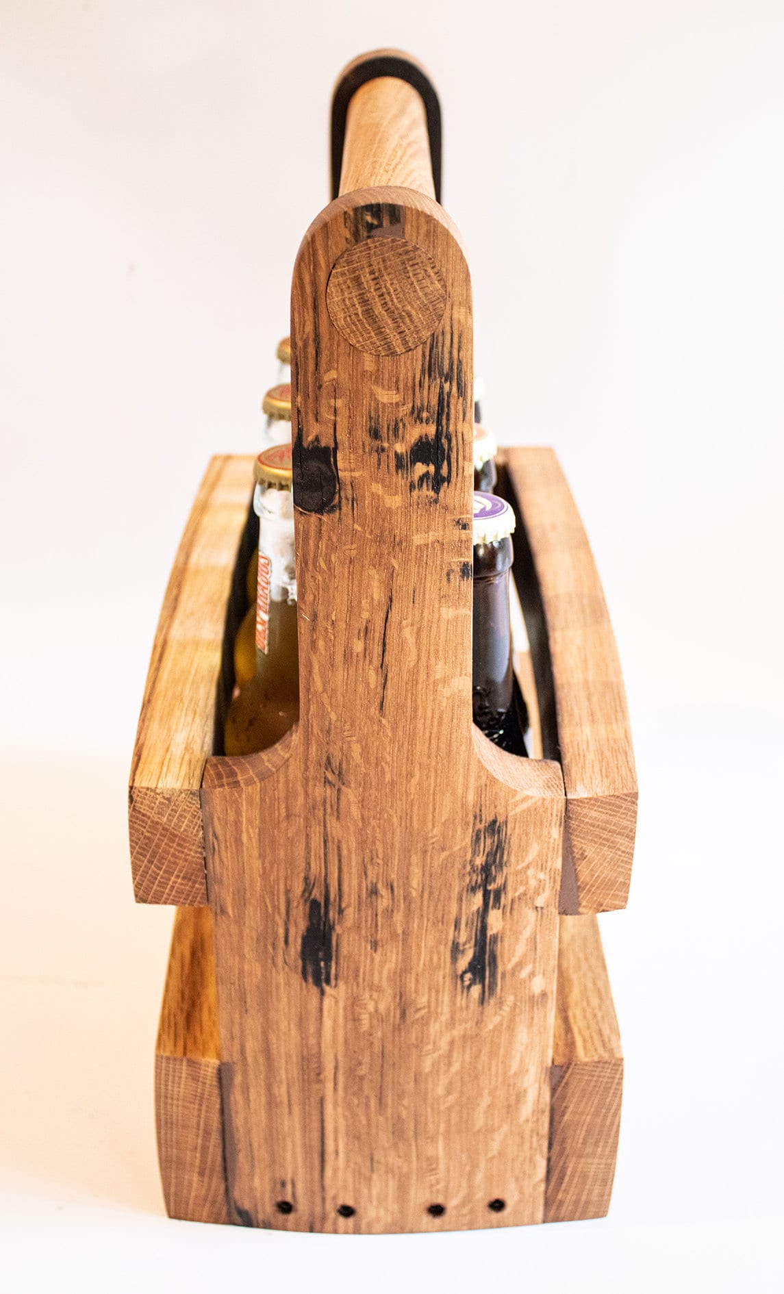 Oak, Whisky Barrel Stave Beer Bottle Carrier/caddy, With Cast Iron ...