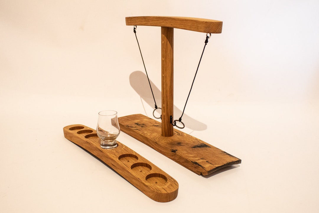 Hand Crafted, Scotch, Whisky Barrel Stave Hook and Loop Game With Glass ...