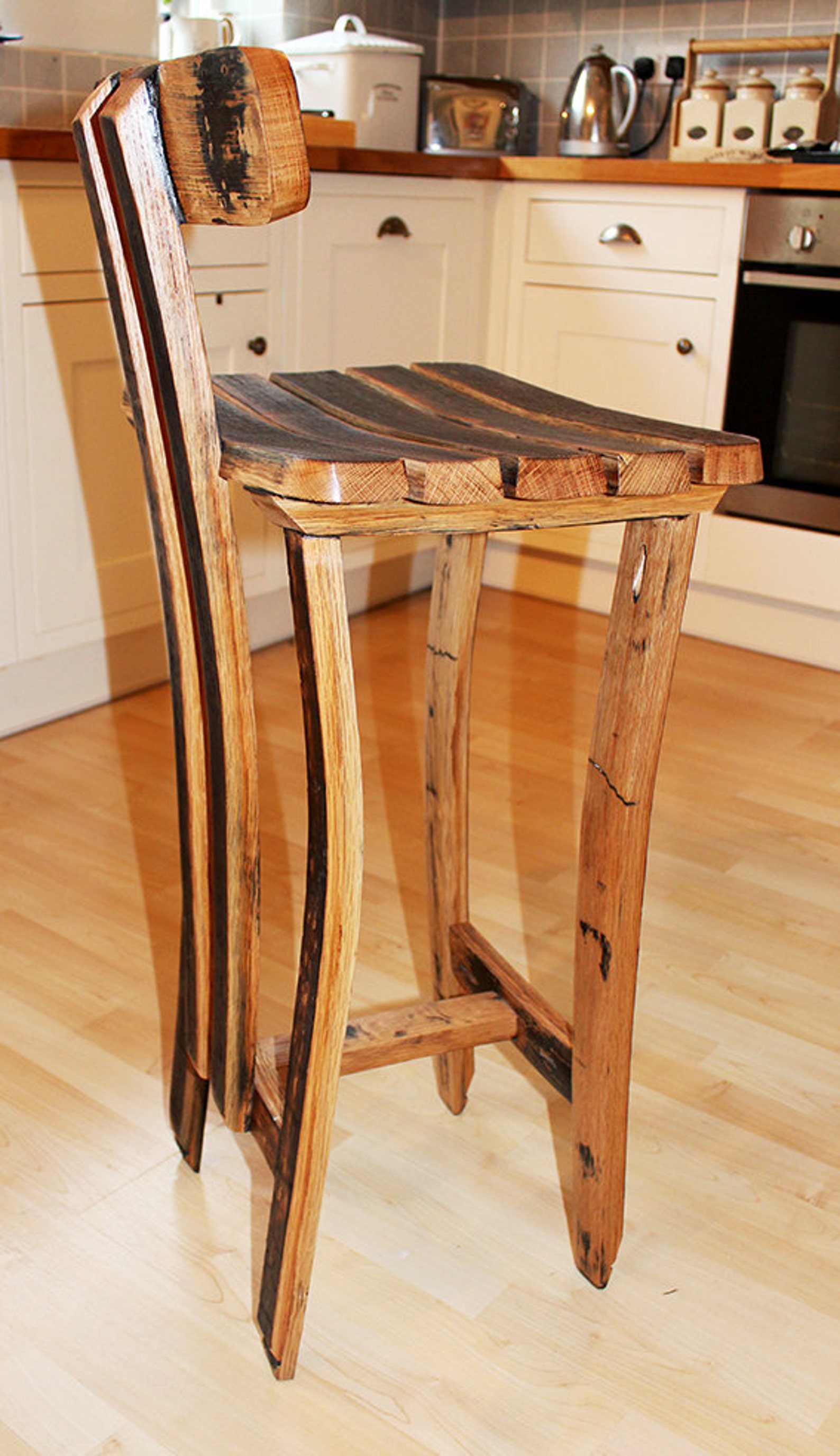 Hand Crafted Oak Scotch Whisky Barrel Stave Bar/kitchen Stool - Etsy