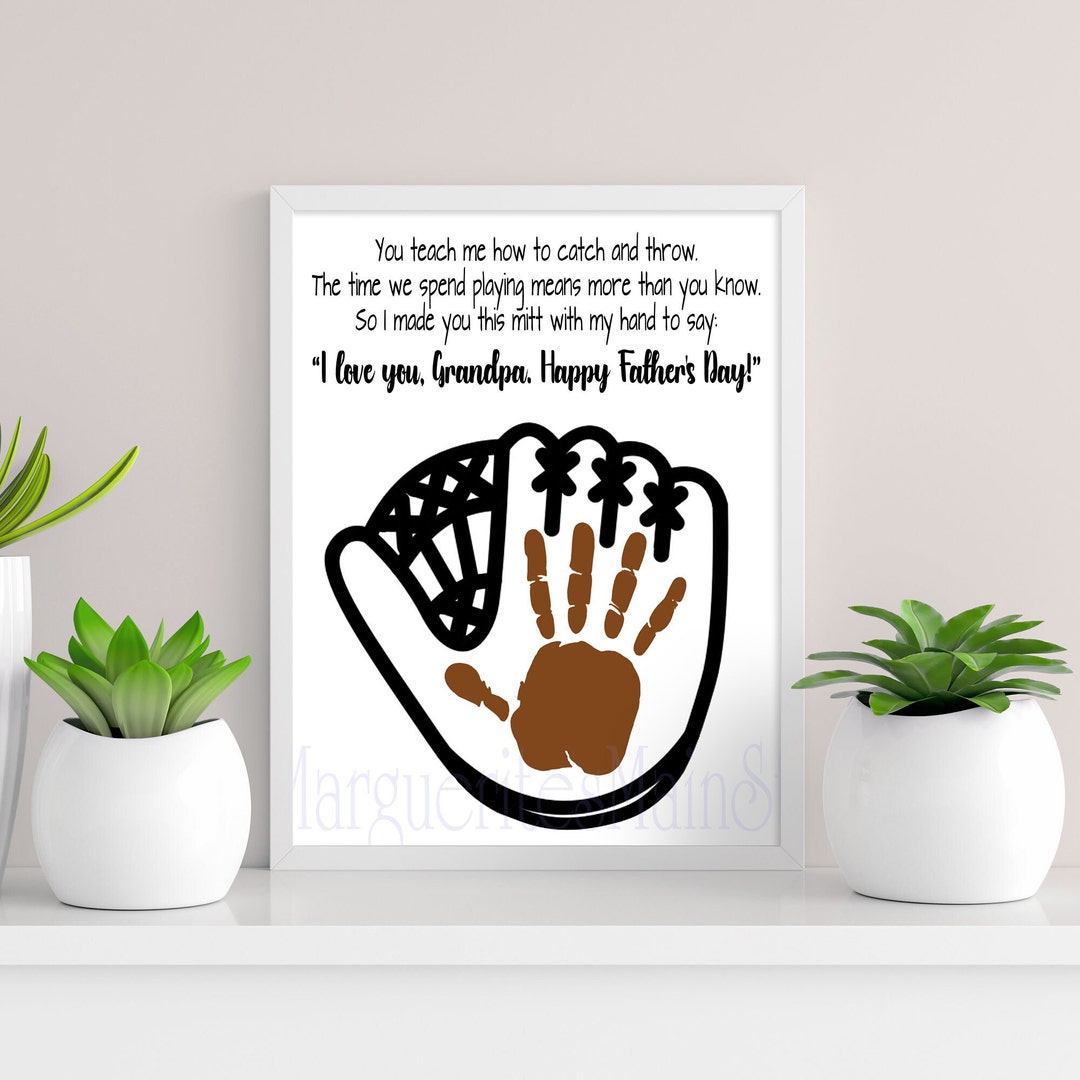 Grandpa - DIY Handprint Baseball Mitt Art - Father's Day Gift From Kids ...