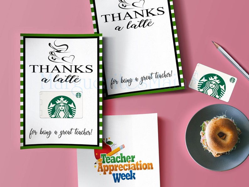 Teacher Appreciation Printable Gift Card Holder Starbucks | Etsy