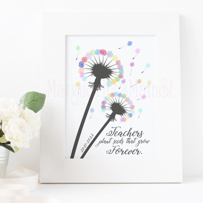 DIY Dandelion Fingerprint Art Teacher Appreciation Gift - Etsy
