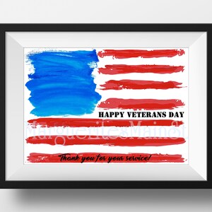 American Flag Happy Veteran's Day DIY Handprint Art - Etsy