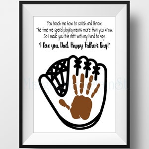 Dad - DIY Handprint Baseball Mitt Art - Father's Day Gift From Kids ...
